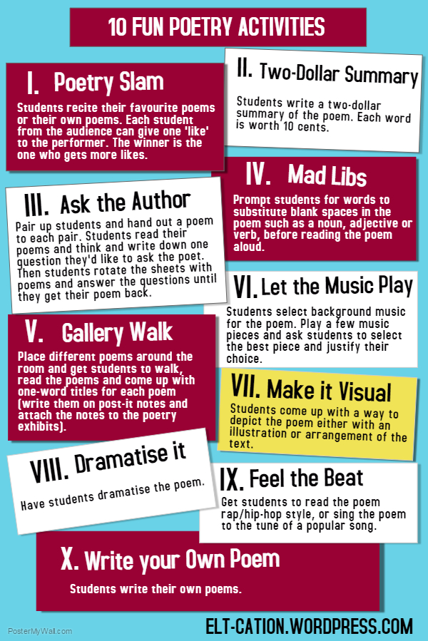 POETRY IN THE CLASSROOM: 10 FUN ACTIVITIES - ELT-CATION