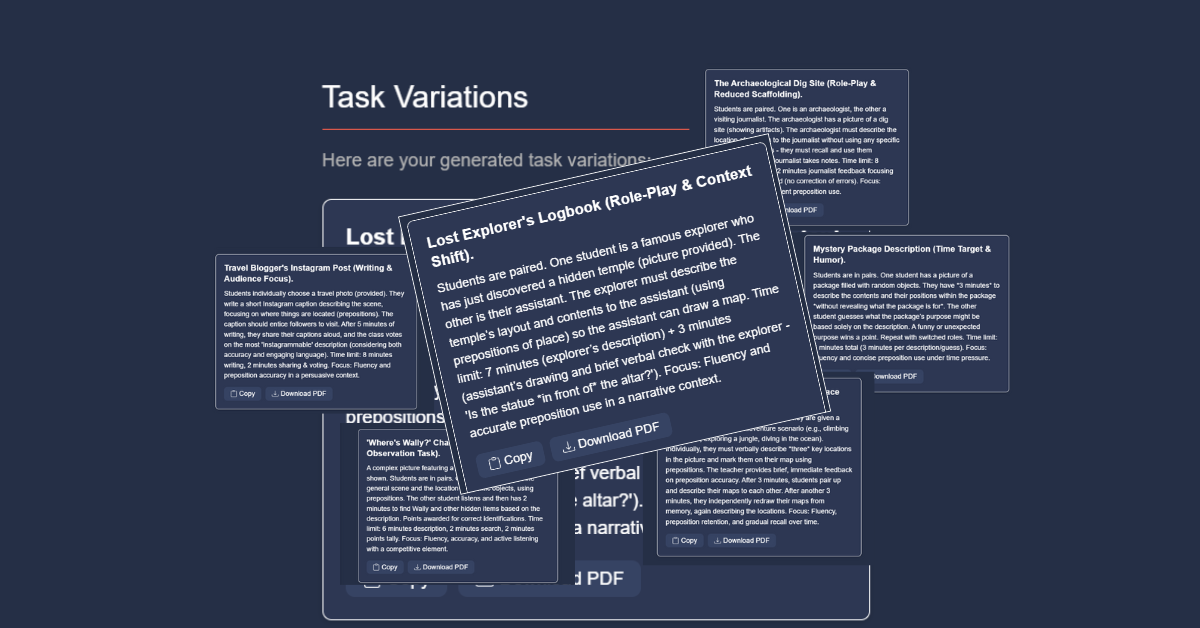 TASK TWEAKER: REPETITION, BOREDOM, AND TASK VARIATIONS - ELT-CATION